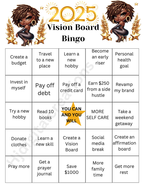 2025 vision Board Bingo Template – Hj Digital Creations