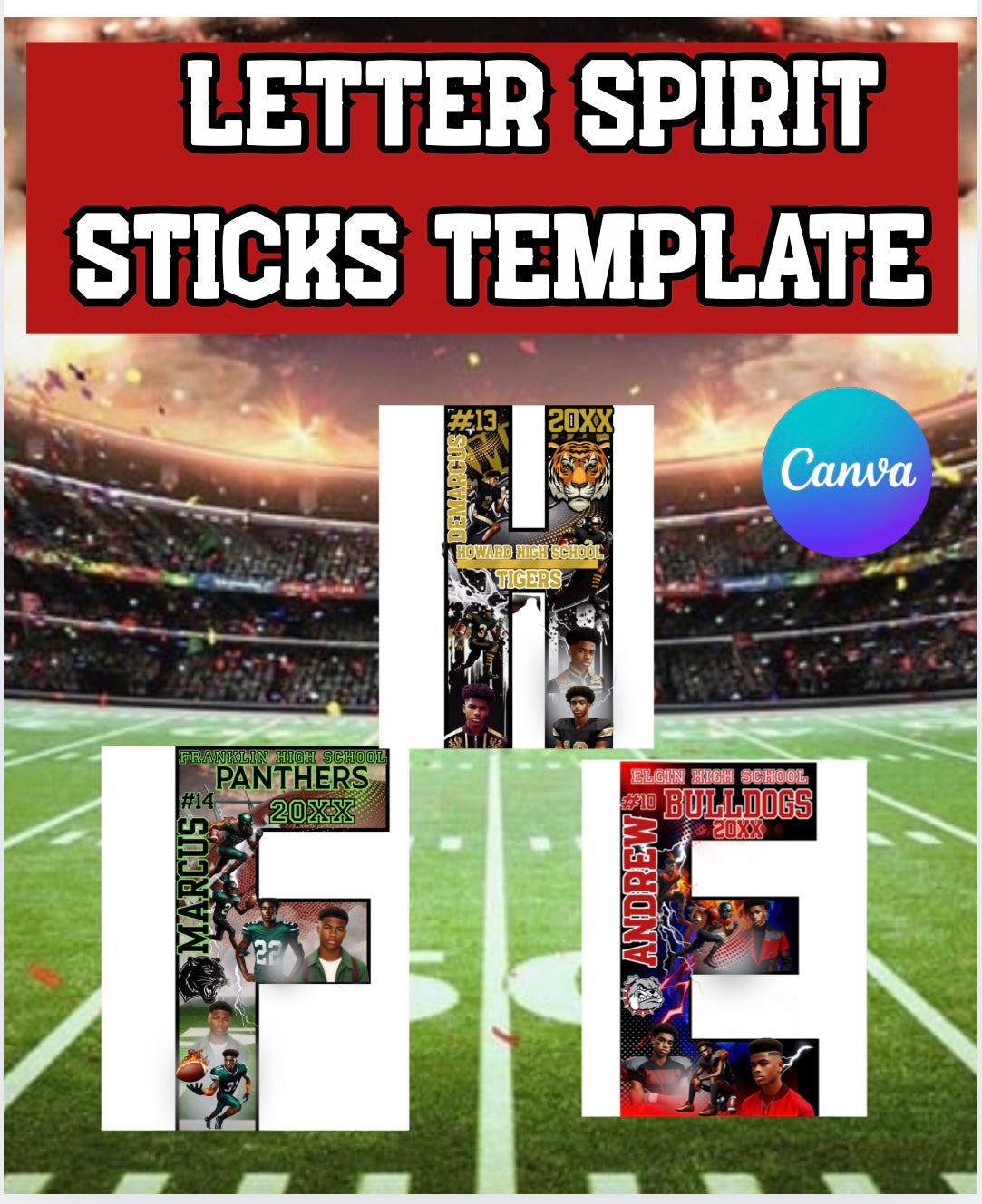 Letter Football Spirit Stick Template – Hj Digital Creations